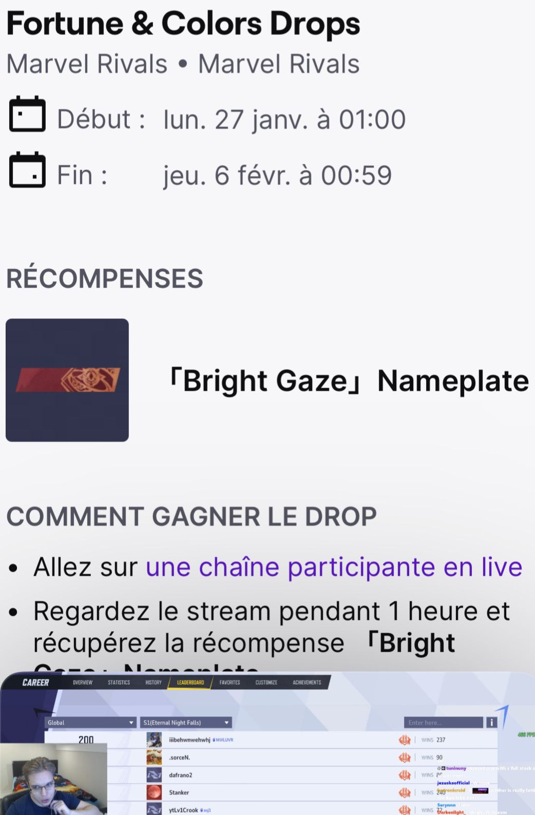 Nouveau Twitch drop Marvel Rivals