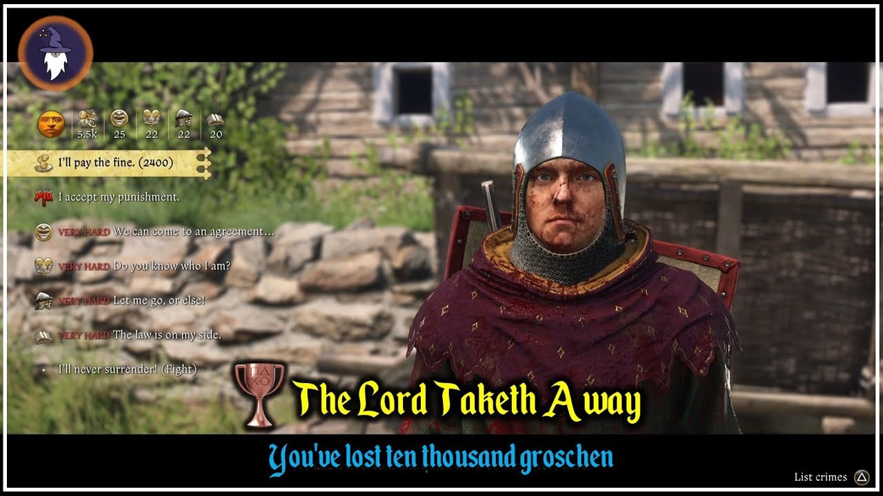 KINGDOM COME DELIVERANCE 2 | TROPHY - THE LORD TAKETH AWAY [You've lost 1,000 groschen in fines]